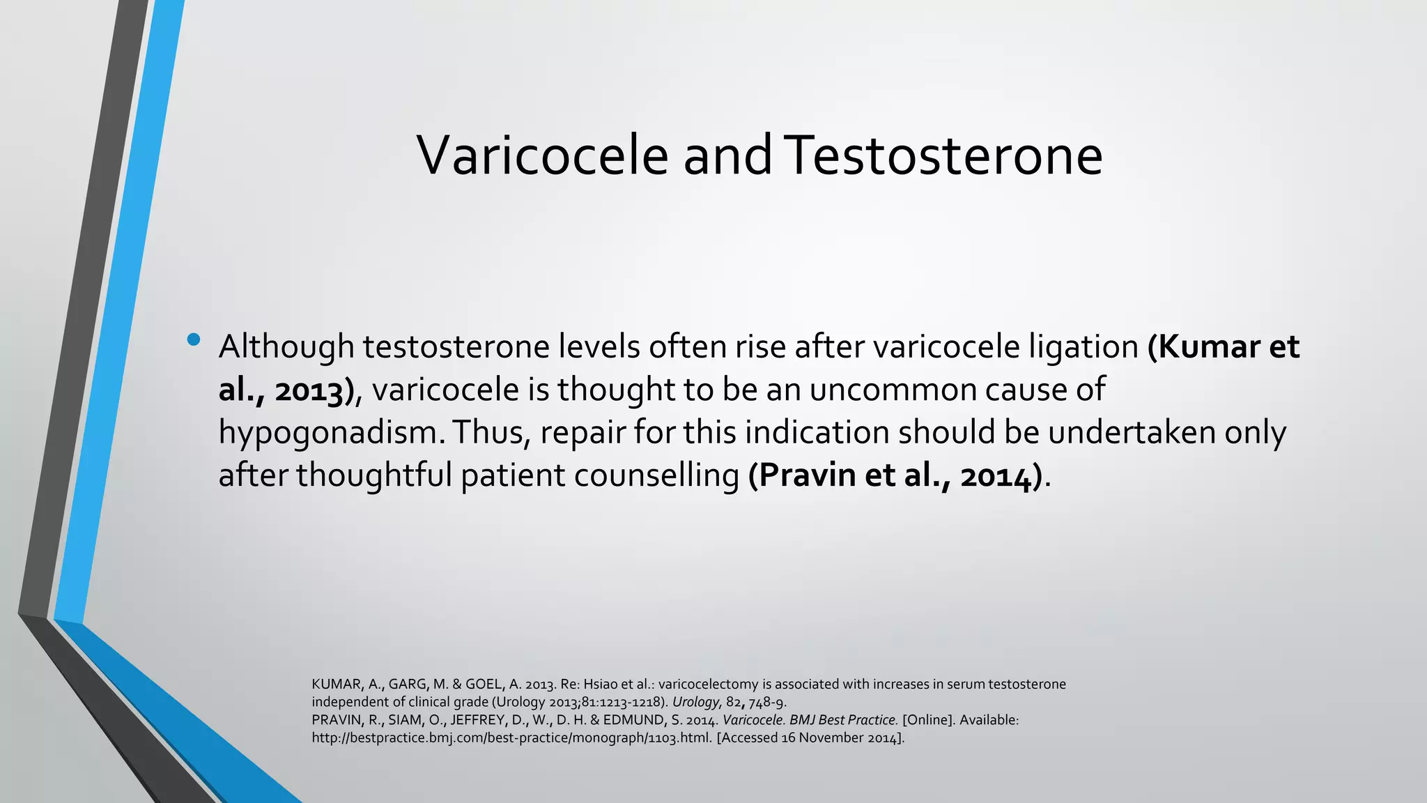 Evidence based medicine in management of varicocele 2015 | PPT