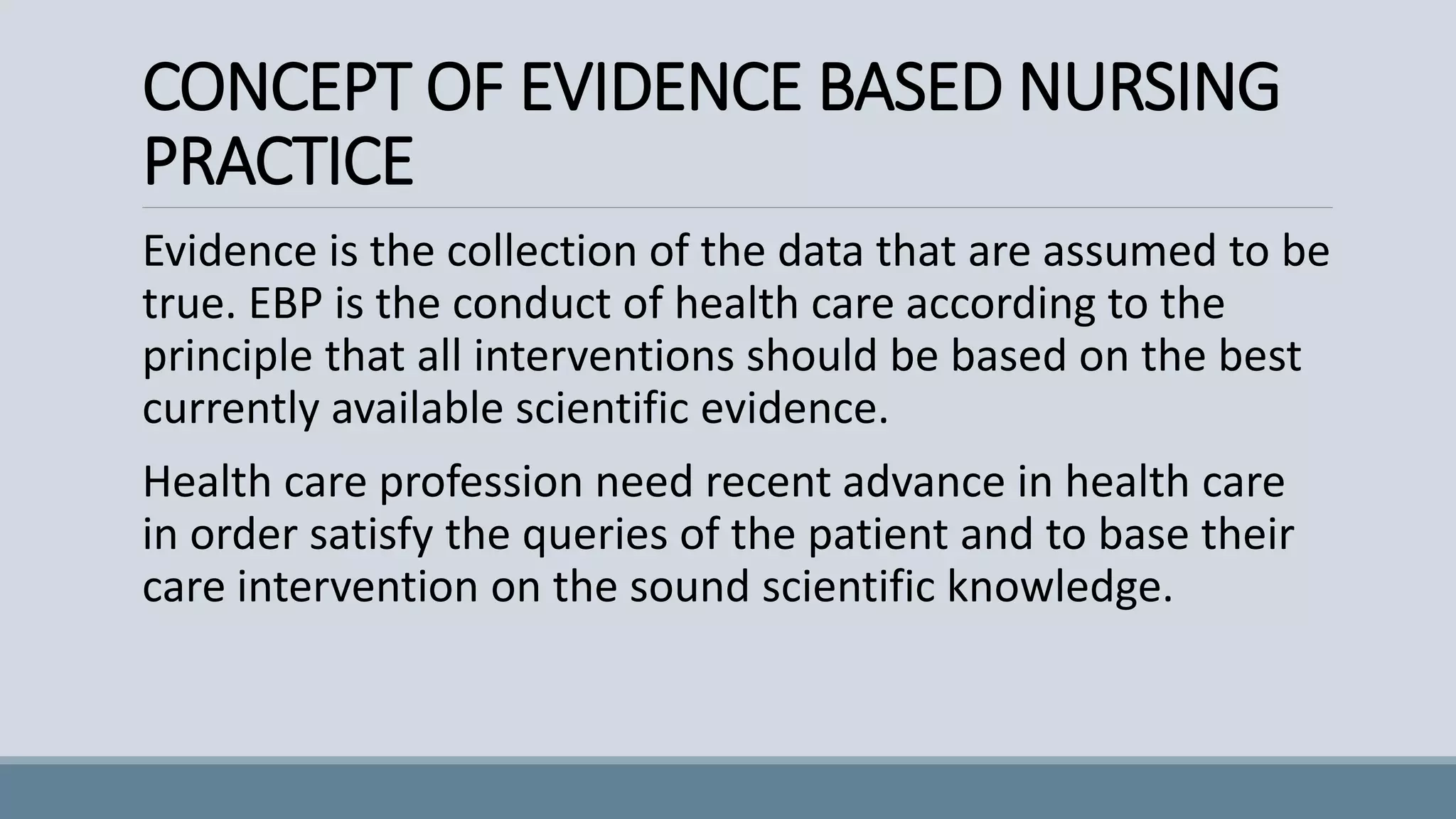 EVIDENCE BASED NURSING PRACTICE | PPTX