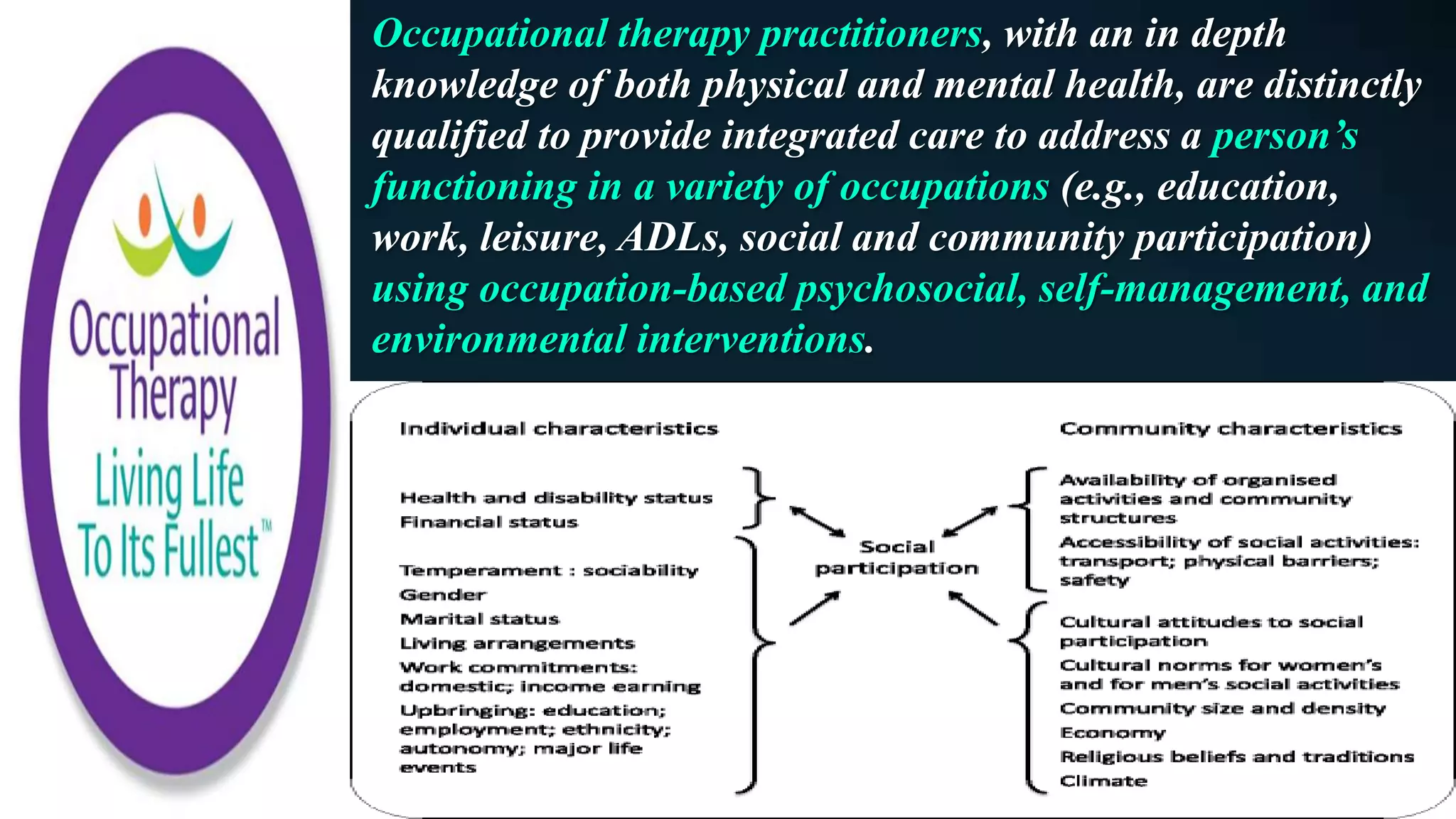 Evidence-based occupational therapy interventions in mental health | PPTX