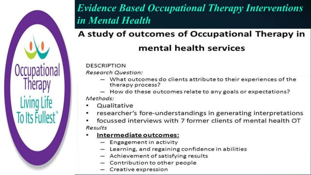 Evidence-based occupational therapy interventions in mental health ...