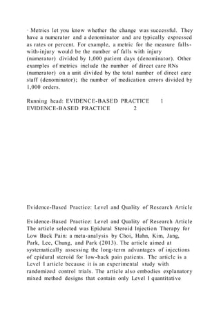 Evidence Based Practice Poster Presenter _____________ | DOCX ...