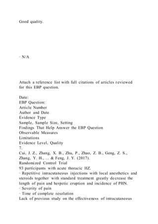 Evidence Based Practice Poster Presenter _____________ | DOCX ...