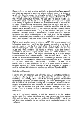 Evidence based reflective report on placement | DOC