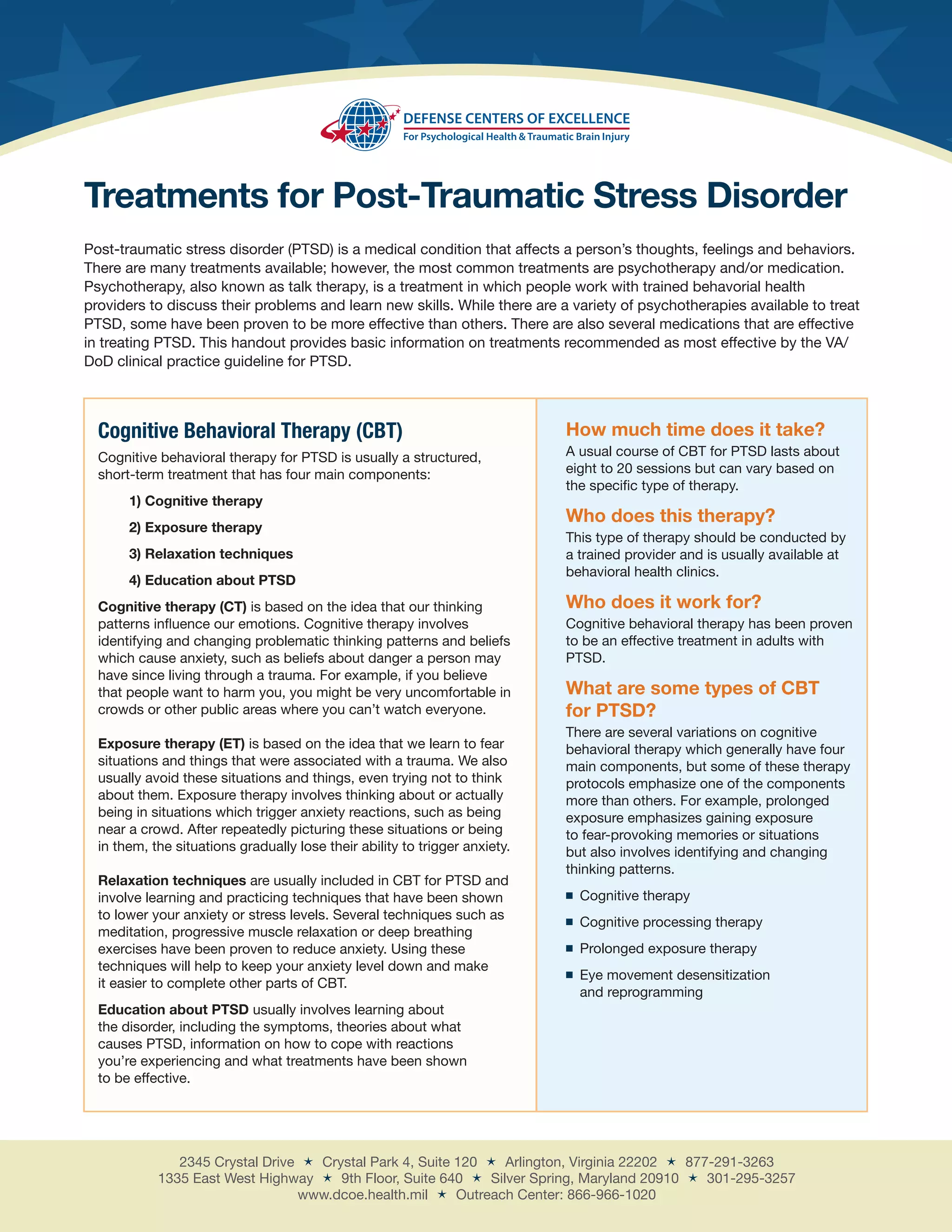 Treatments for PTSD Factsheet | PDF | Brain and Nervous System ...