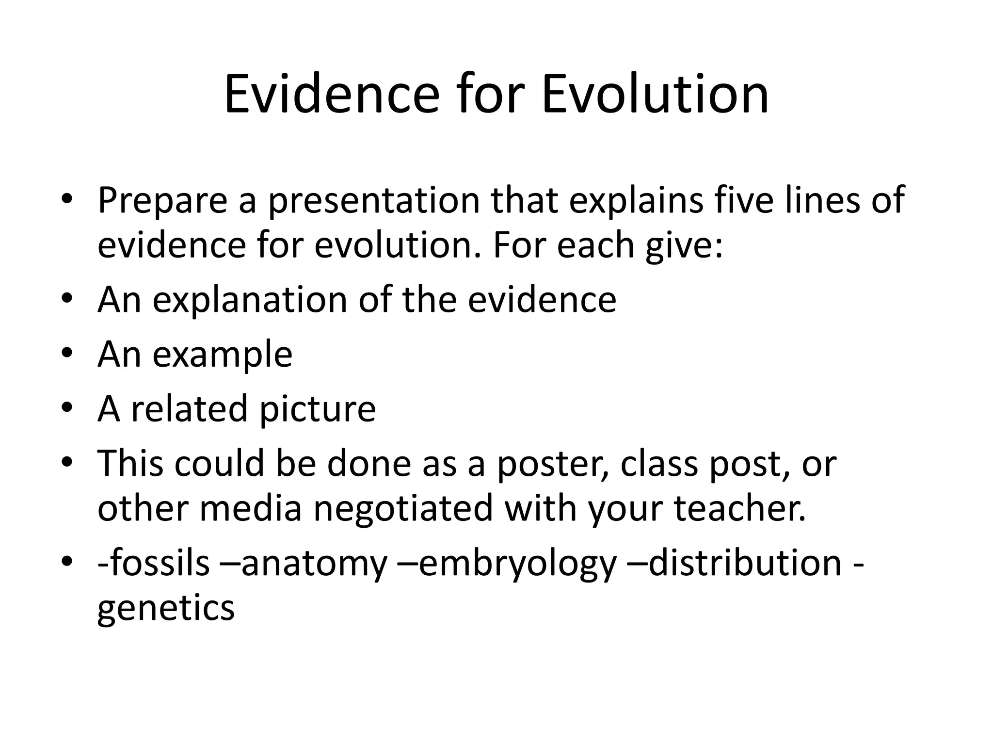 Evidence for evolution | PPT