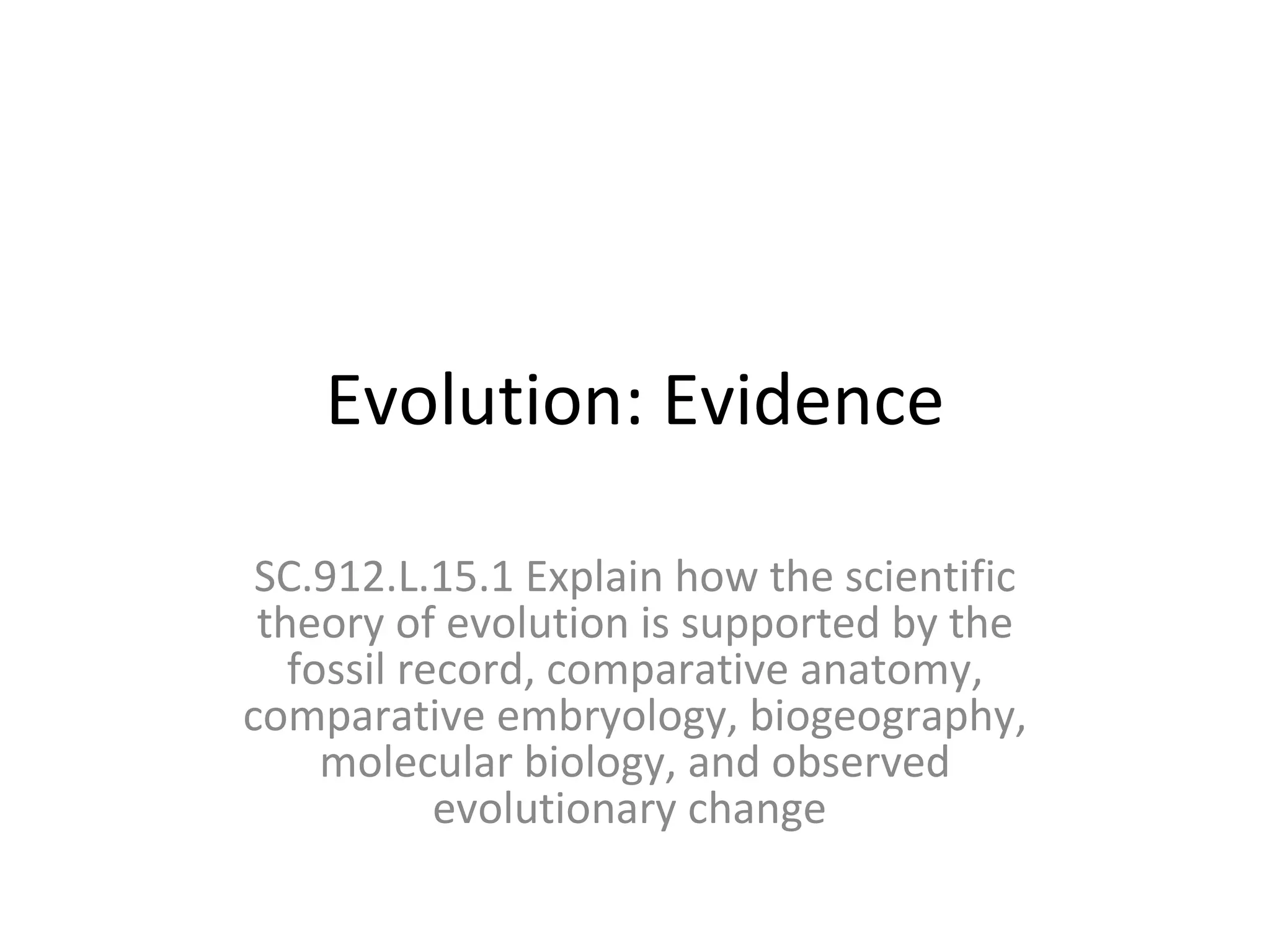 Evidence for evolution powerpoint | PPT