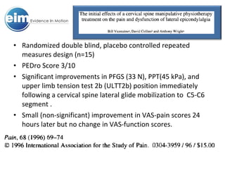 Evidence For Manual Therapy Interventions For Lateral Elbow Pain | PPT
