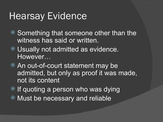 Evidence In The Criminal Courts | PPT