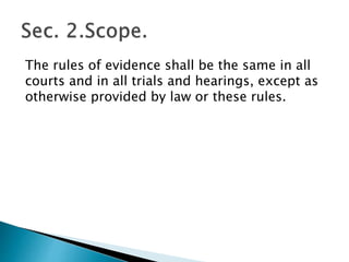 EVIDENCE POWERPOINT LECTURE REVIEWER FOR LAW STUDES | PPT