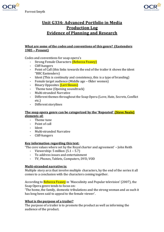 Evidence of planning and research | PDF