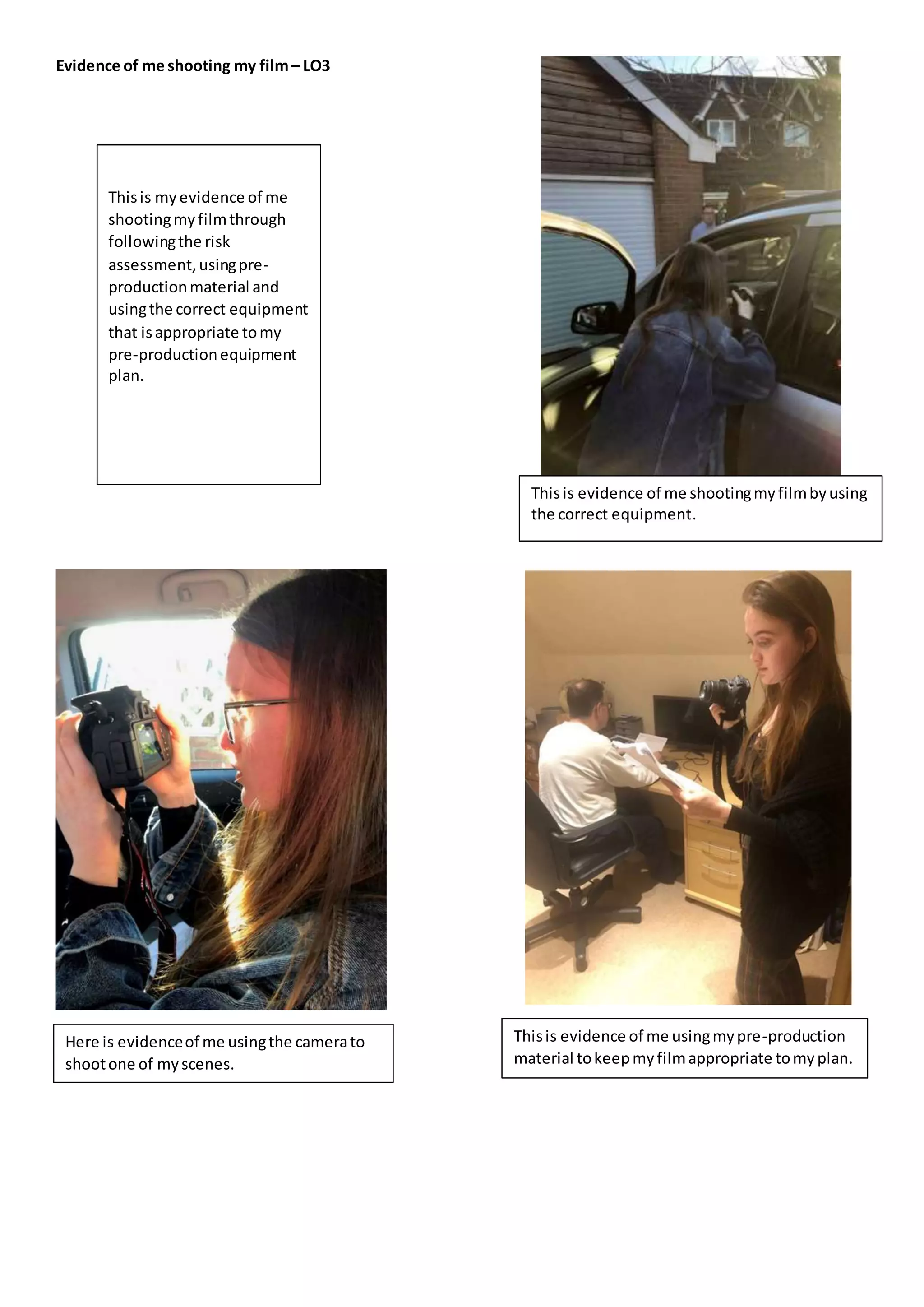 Evidence of shooting my film | DOCX