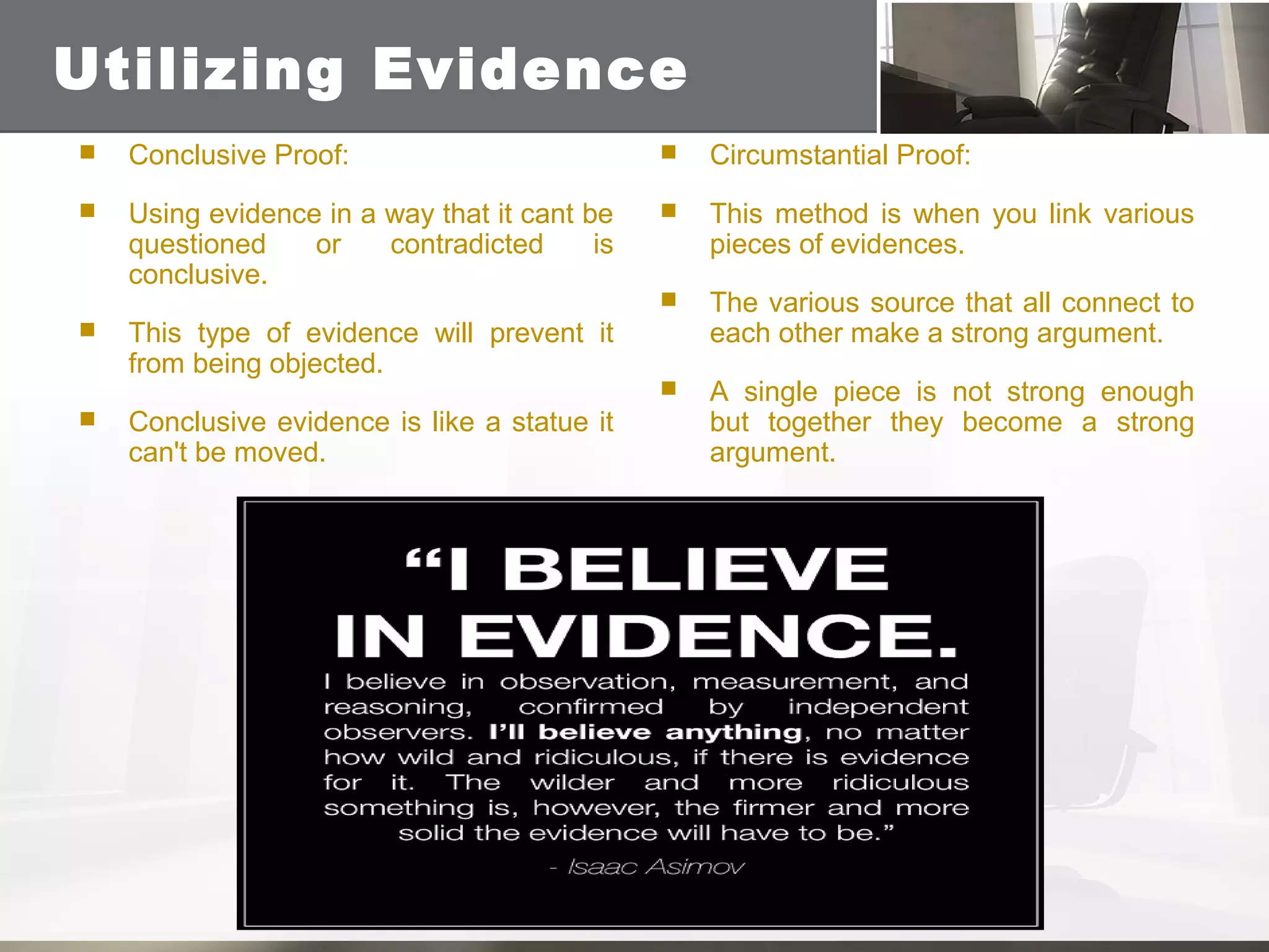 Evidence powerpoint | PPT