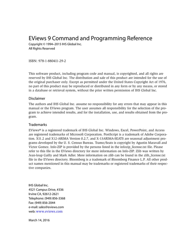 E views 9 command ref | PDF