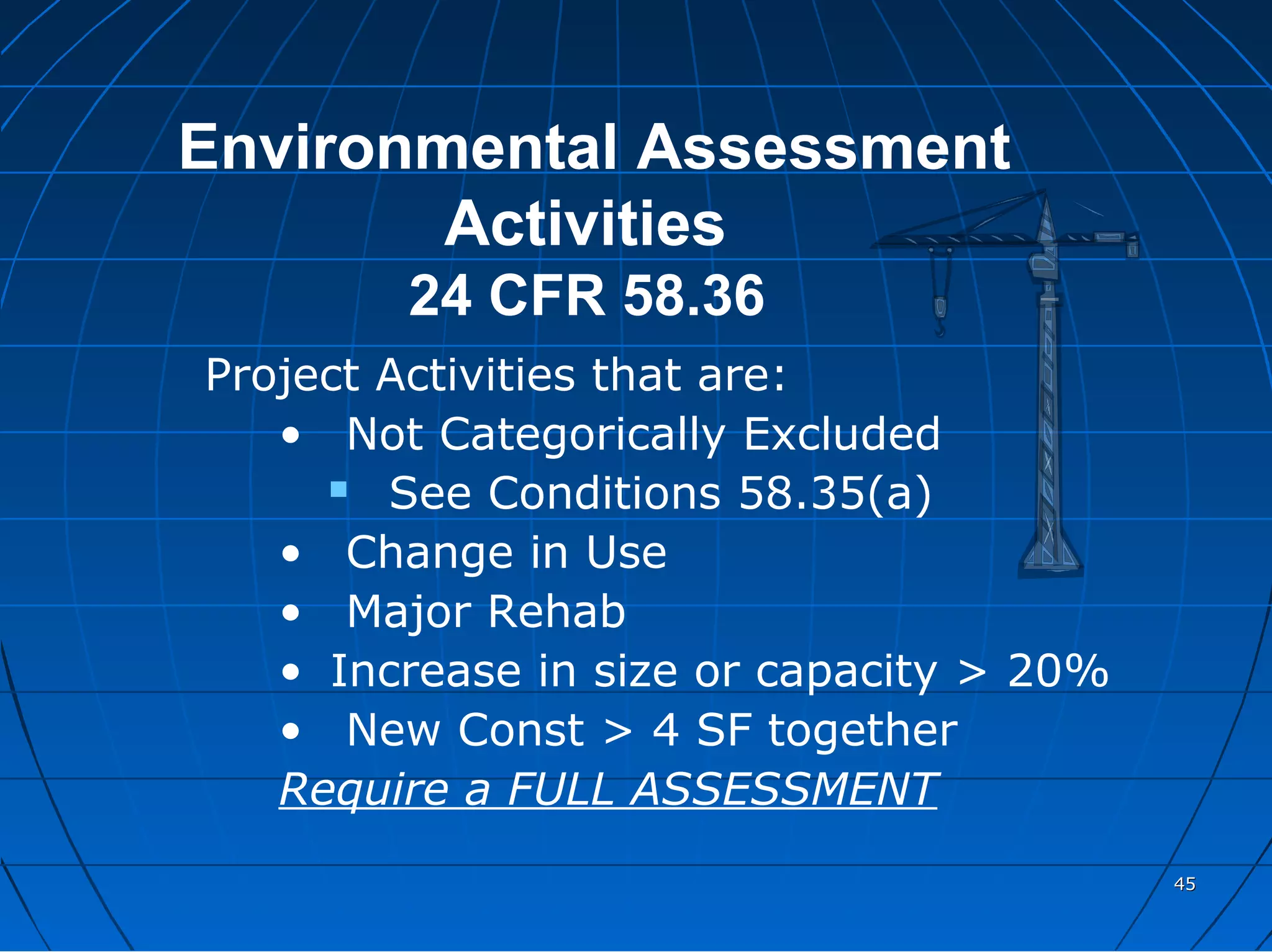 Evironmental Review HUD 24 CFR Part 58 | PPT