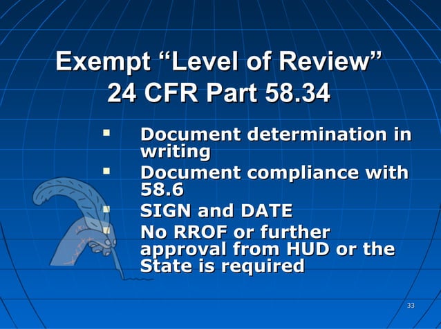 Evironmental Review HUD 24 CFR Part 58 | PPT