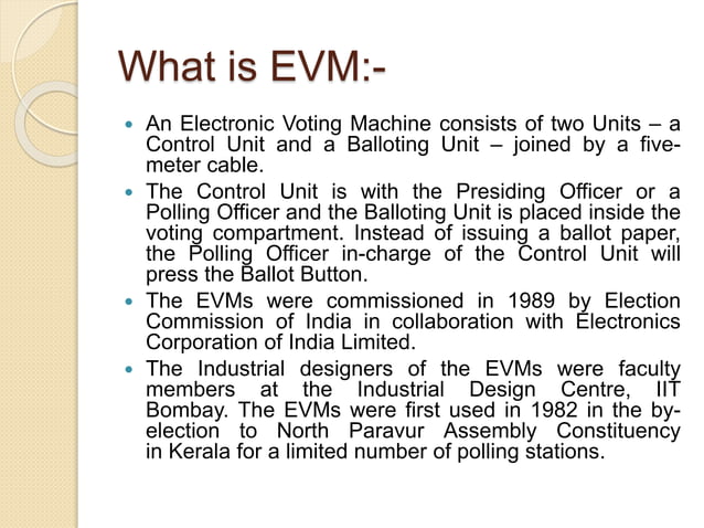 ELECTRONIC VOTING MACHINE(EVM) HACKABLE OR NOT | PPTX