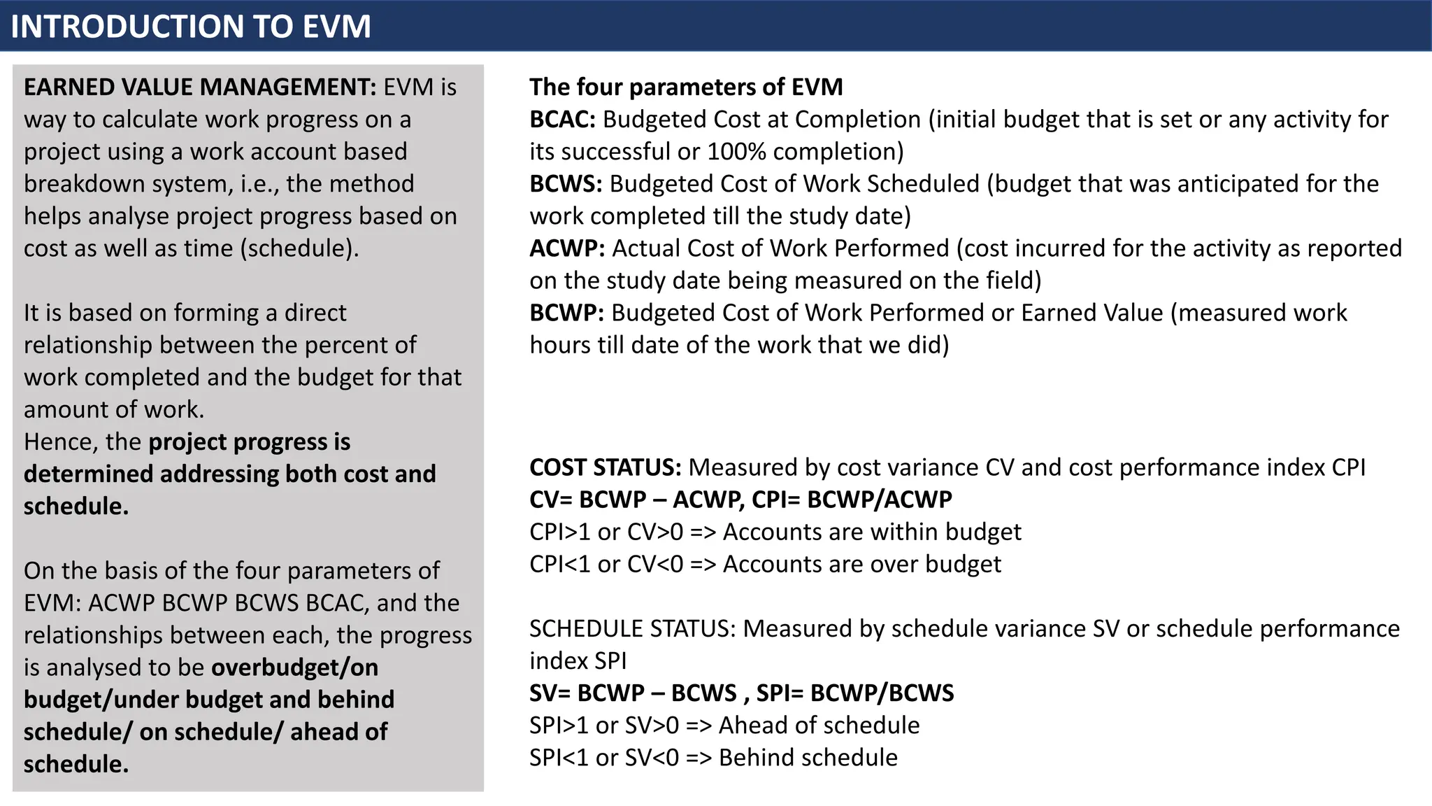 EARNED VALUE MANAGEMENT IN CONSTRUCTION PROJECTS | PPTX
