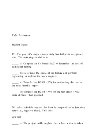 EVM Assessment Student Name Instruction | PDF