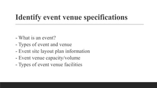 Event Management - Venue Preparation, Operation and Management | PDF