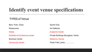 Event Management - Venue Preparation, Operation and Management | PDF