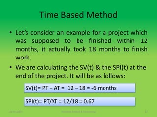 Using The Earned Value Method To Calculate Project Delays In Terms Of ...