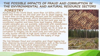 Background of fraud and corruption in environmental and natural ...
