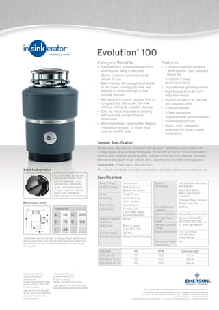 Rozdrabniacz In Sink Erator Evo 100 | PDF | Home Appliances | Home & Garden