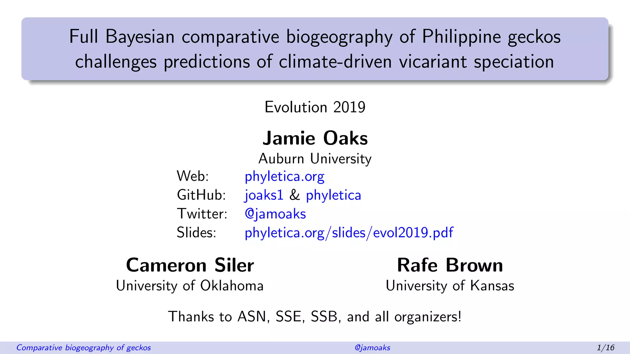 Full Bayesian Comparative Biogeography Of Philippine Geckos Challenges