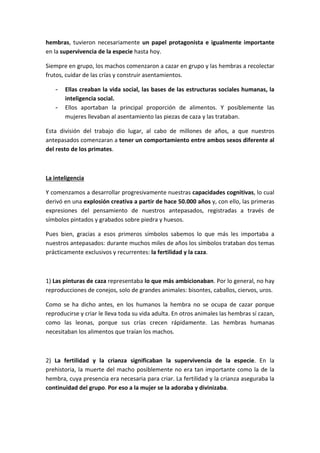 La evolución humana, el hombre y la mujer. Una historia de cooperación ...