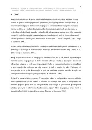 Evolucija raka - vpliv naravne selekcije na evolucijo onkoloških obolenj | PDF