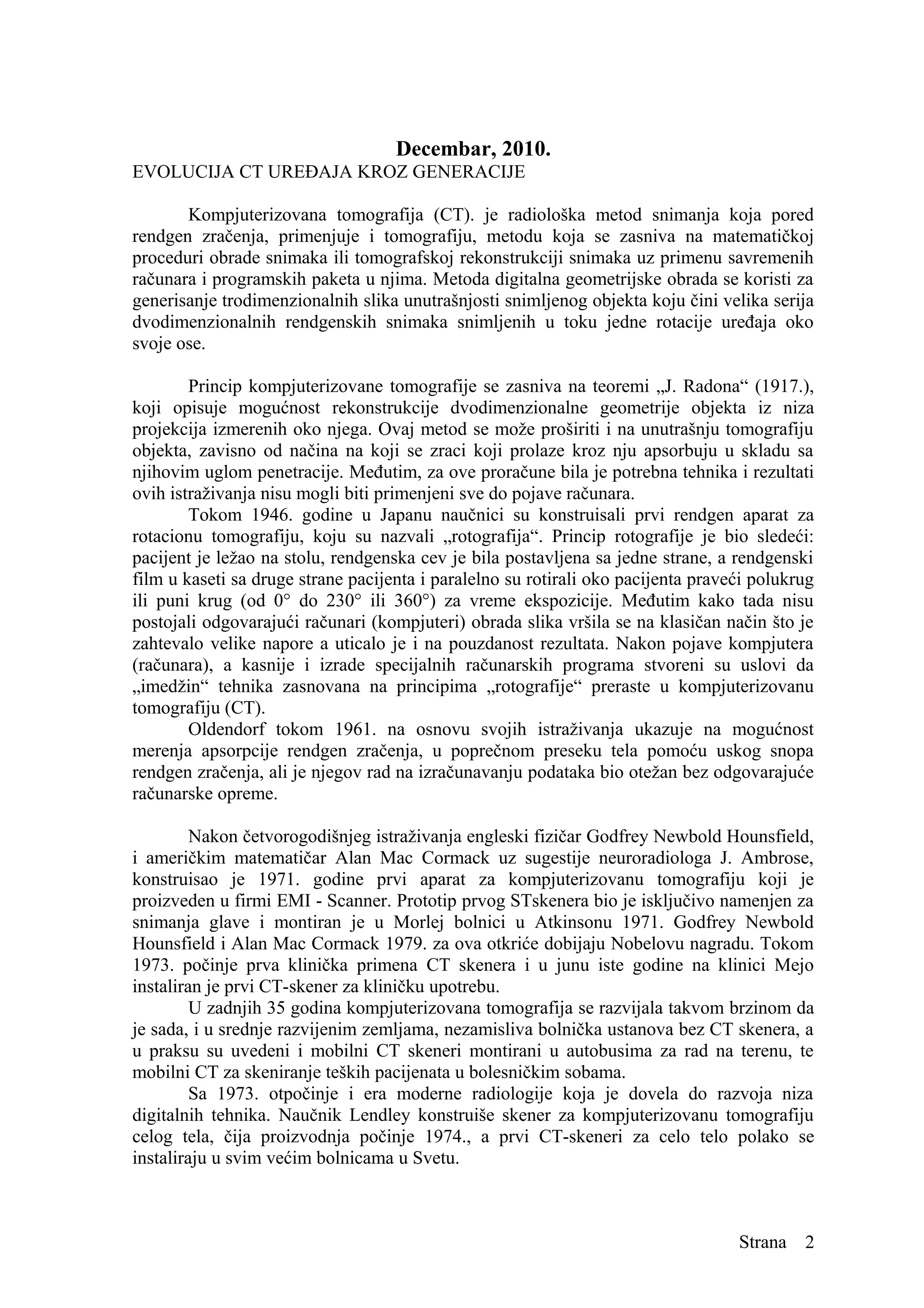 Evolucija ct uredjaja kroz generacije | DOC