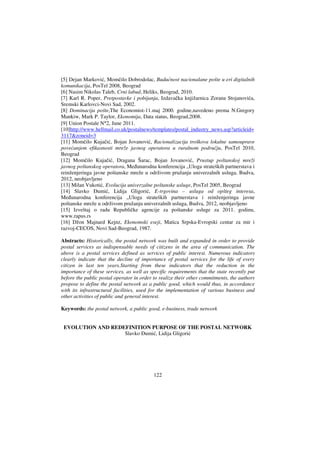 Evolucija i redefinisanje svrhe poštanske mreže | PDF