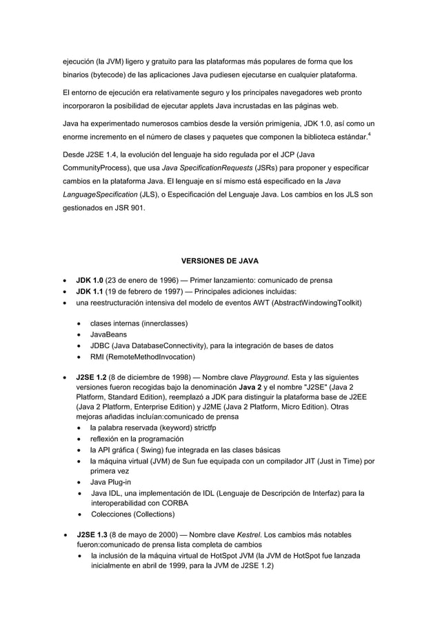 Evolución de java | DOCX | Computing | Technology & Computing