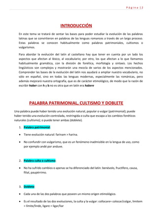 Evolución fonética latín 2º bachillerato | DOC