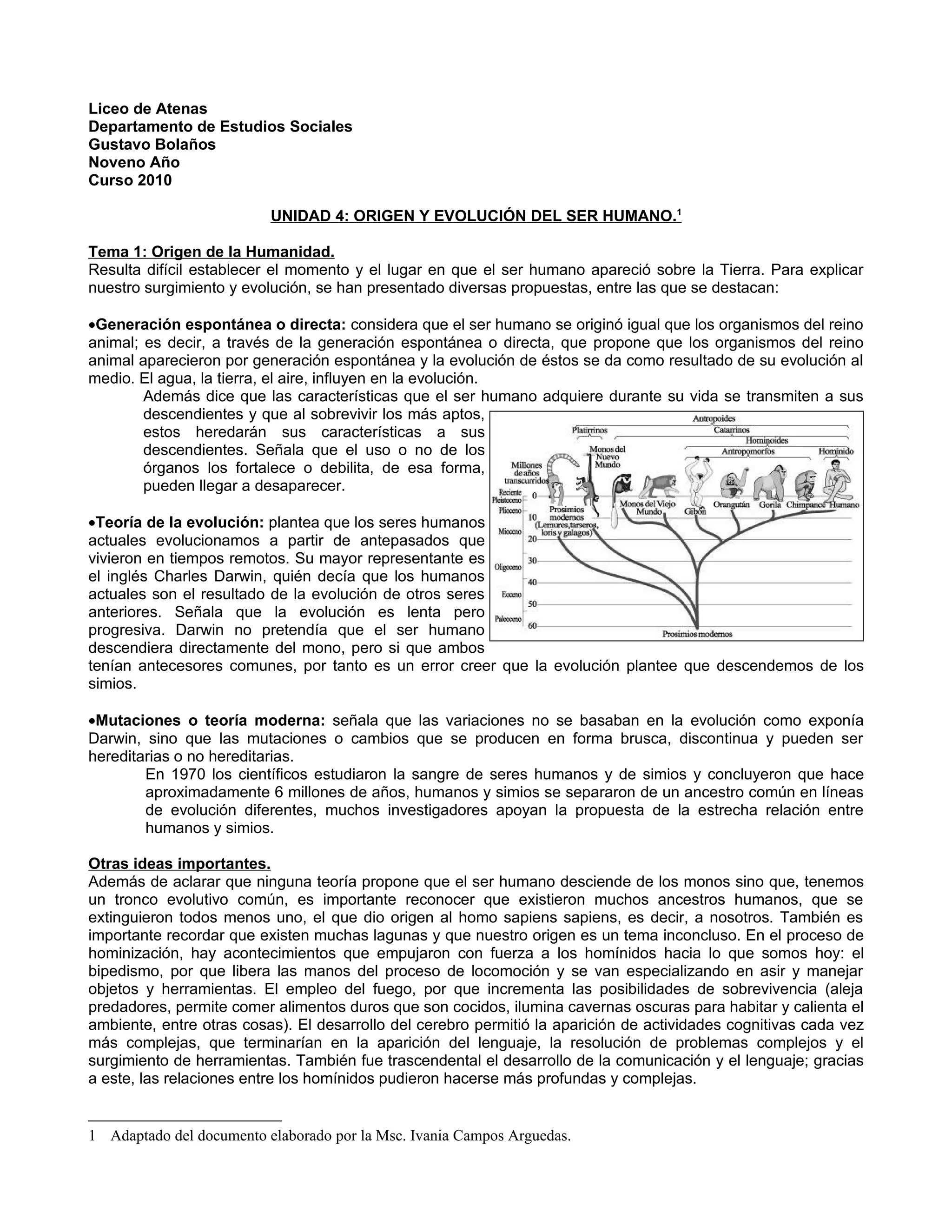 Evolución Humana 9º | PDF