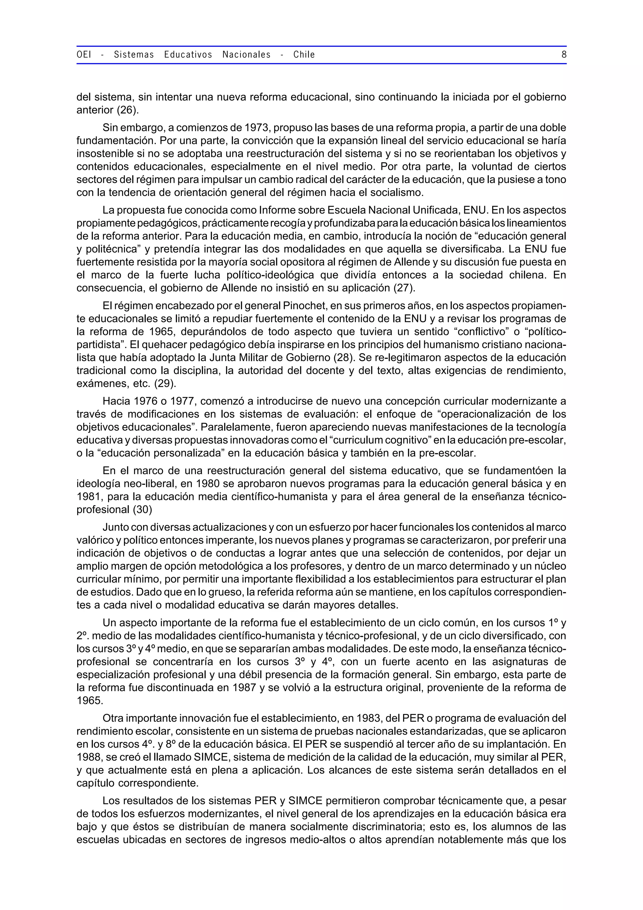 Evolucion historica de la educacion en c hile cristian cox | PDF