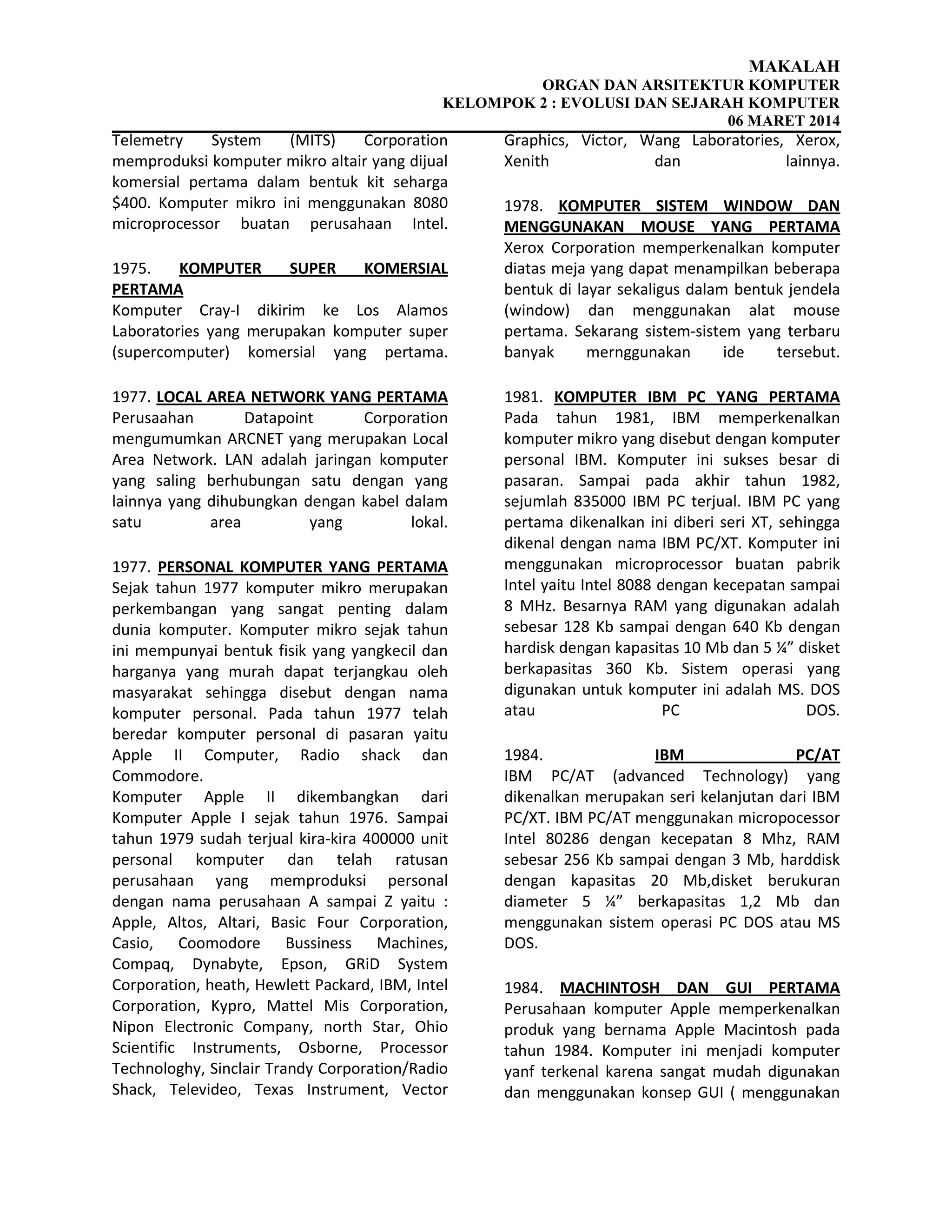 Evolusi dan sejarah komputer | PDF