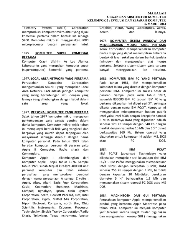 Evolusi dan sejarah komputer | PDF