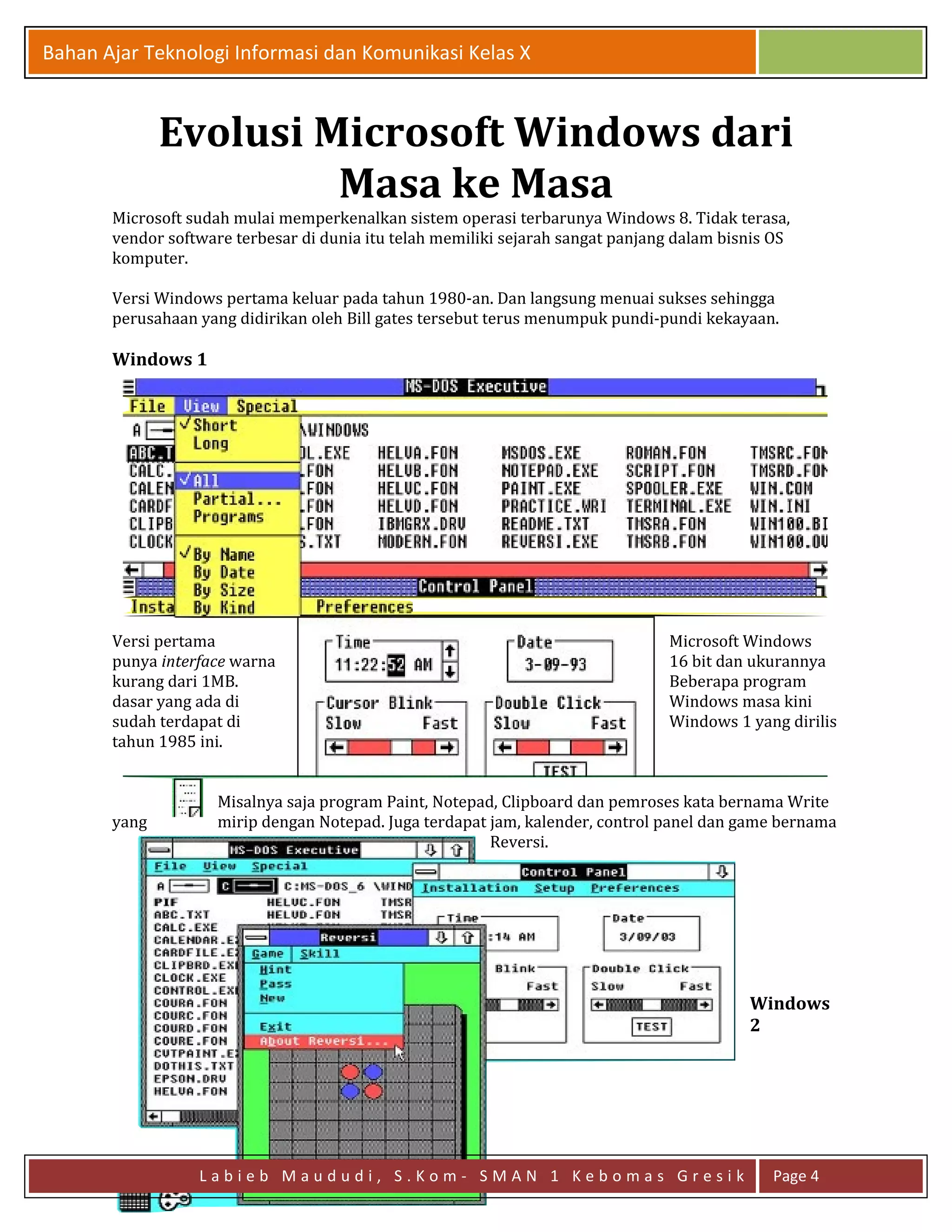 Evolusi Microsoft Windows dari Masa ke Masa | DOC