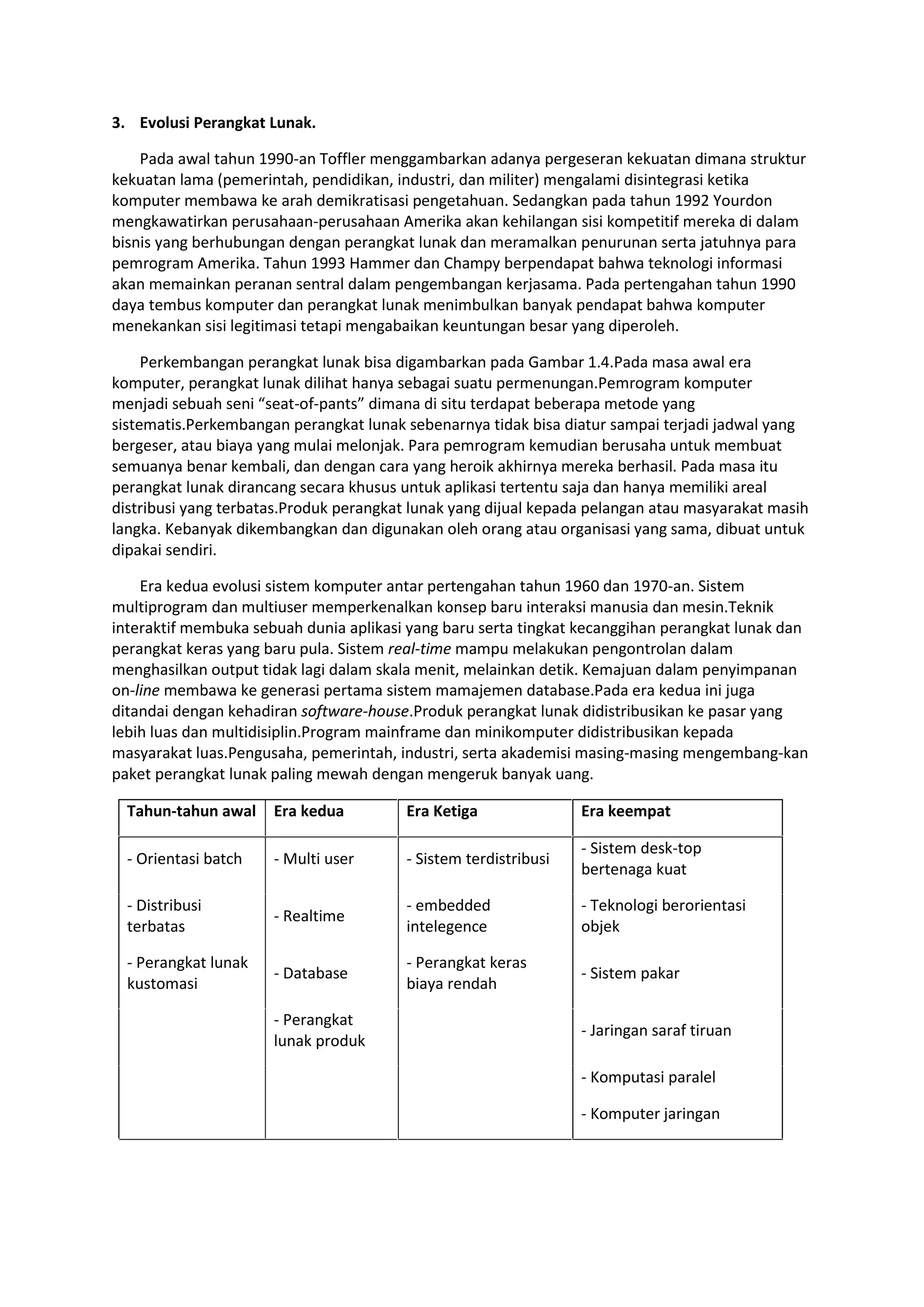 Evolusi perkembangan rekayasa perangkat lunak | DOCX