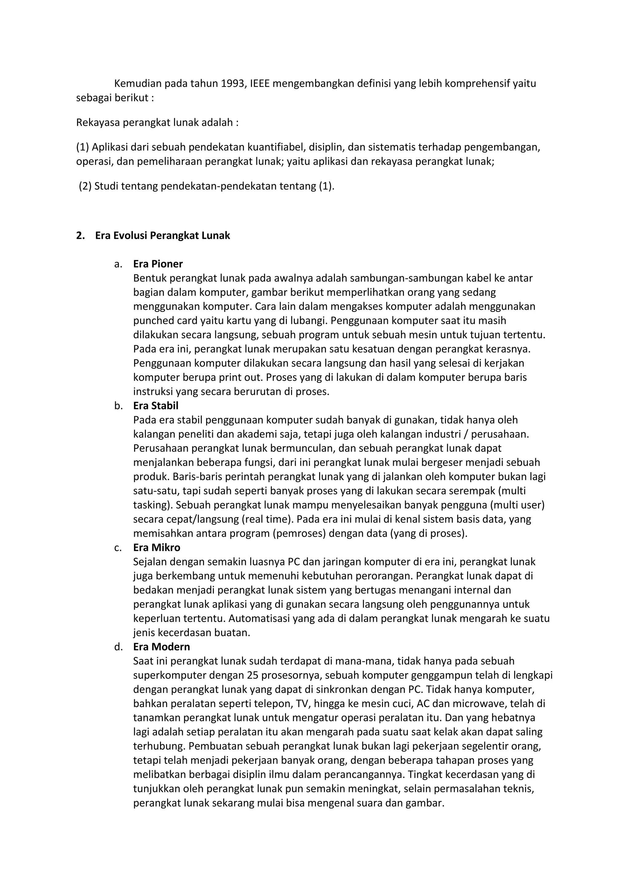 Evolusi perkembangan rekayasa perangkat lunak | DOCX