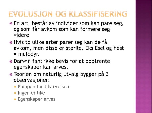 Evolusjon og klassifisering 2 | PPT