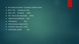 EVOLUTIA METODELOR DE DETERMINARE A VITEZEI LUMINII.pptx