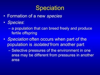 Evolution and speciation in life sciences | PPT