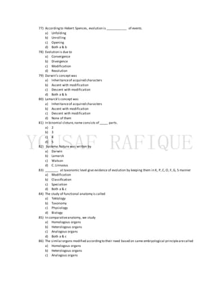 Multiple Choice Questions about Evolution | DOCX