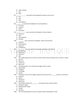 Multiple Choice Questions about Evolution | DOCX