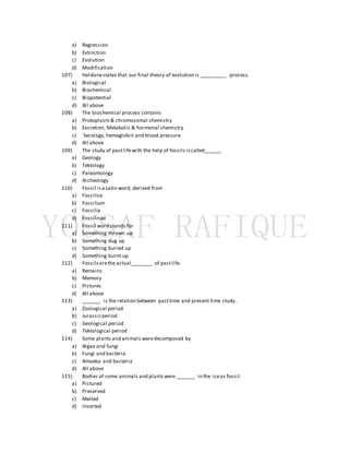 Multiple Choice Questions about Evolution | DOCX