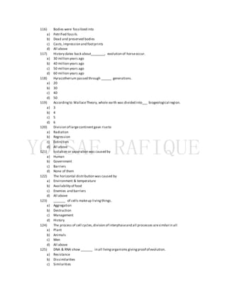 Multiple Choice Questions about Evolution | DOCX