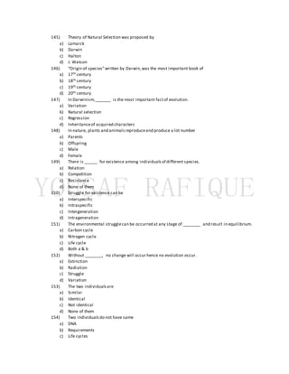 Multiple Choice Questions about Evolution | DOCX