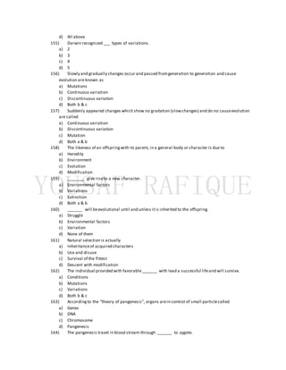 Multiple Choice Questions about Evolution | DOCX